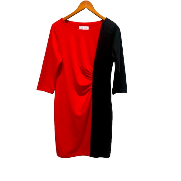 George Simonton | Dresses | George Simonton Red Color Block Dress ...